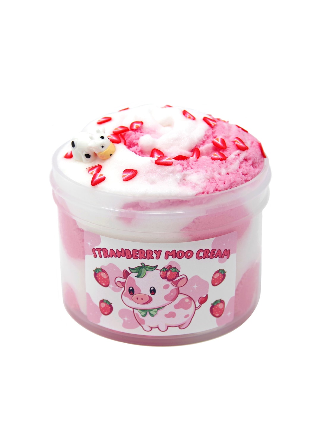 Strawberry Moo Cream Pink Cloud Dough Cow Slime Gift for Her Him Slime ...