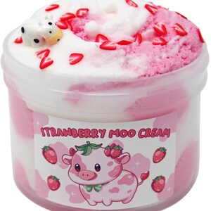 Strawberry Moo Cream Pink Cloud Dough Cow Slime Gift for Her Him Slime ...