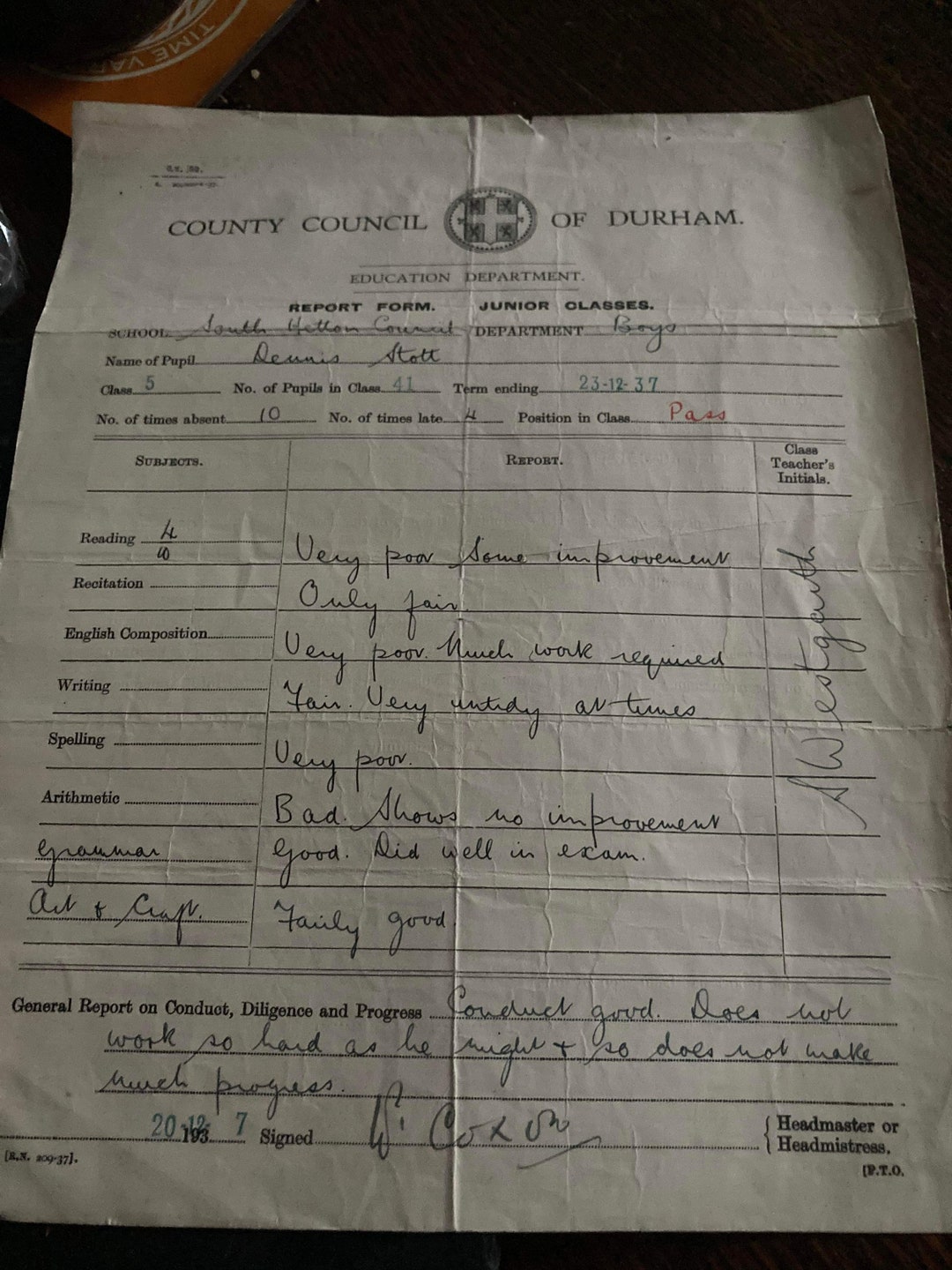 Antique School Reports From Durham 1933-37 Ephemera Memorabilia Vintage ...