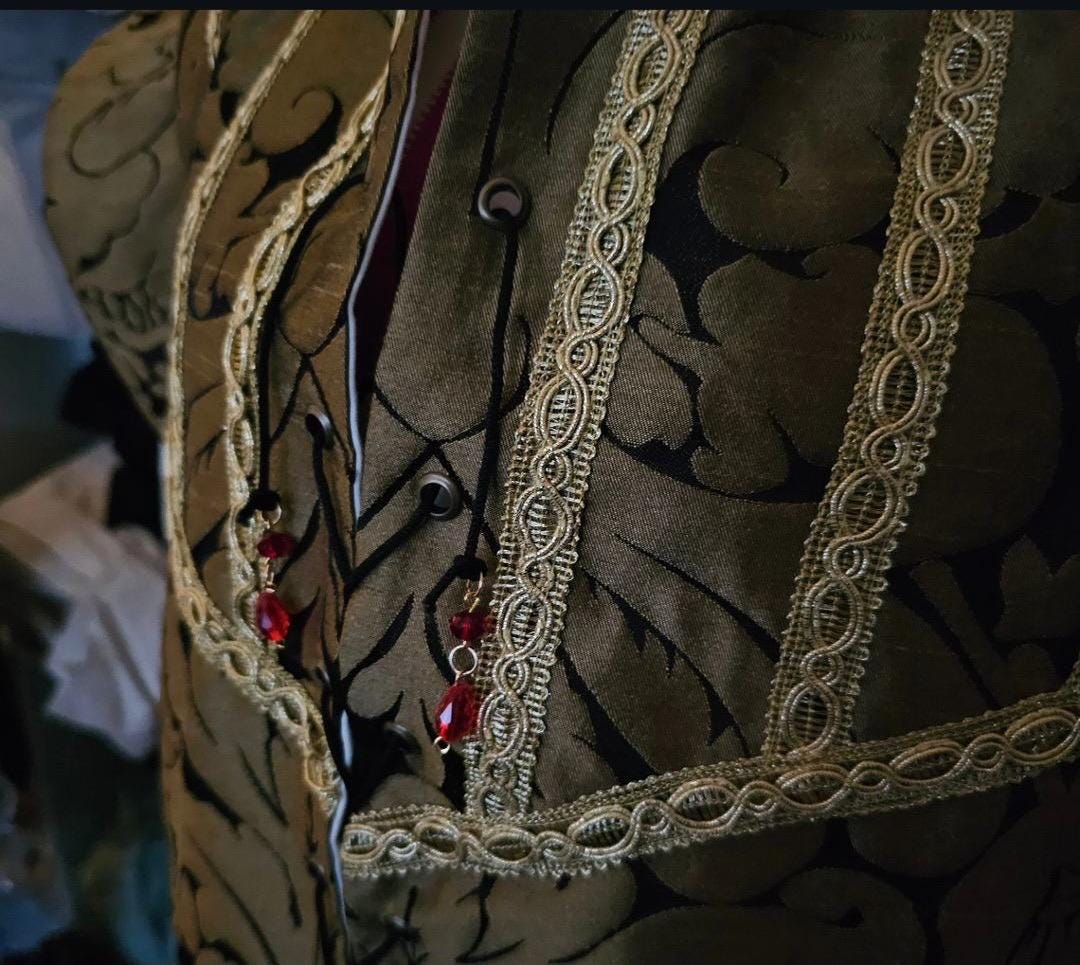 Elizabethan Silk Brocade Doublet Gold Black 38” Chest Mediaeval Larp ...