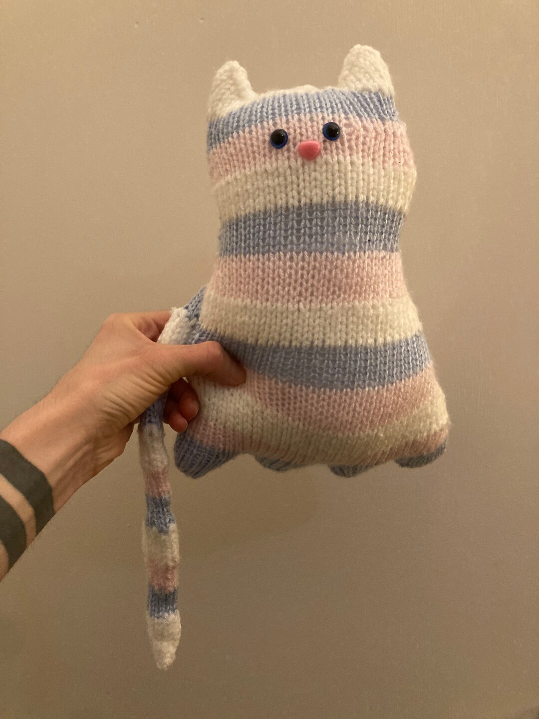 Jay the Cat Weird Knitted Plushie Animal Kitty Kitten Pastel Trans ...