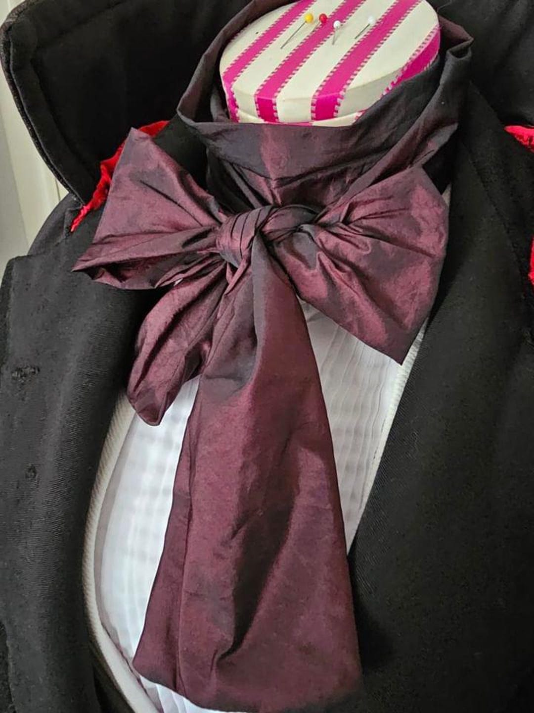 Bloodsucker Black Red Two Tone Taffeta Cravat Neck Tie Ascot Vampire ...