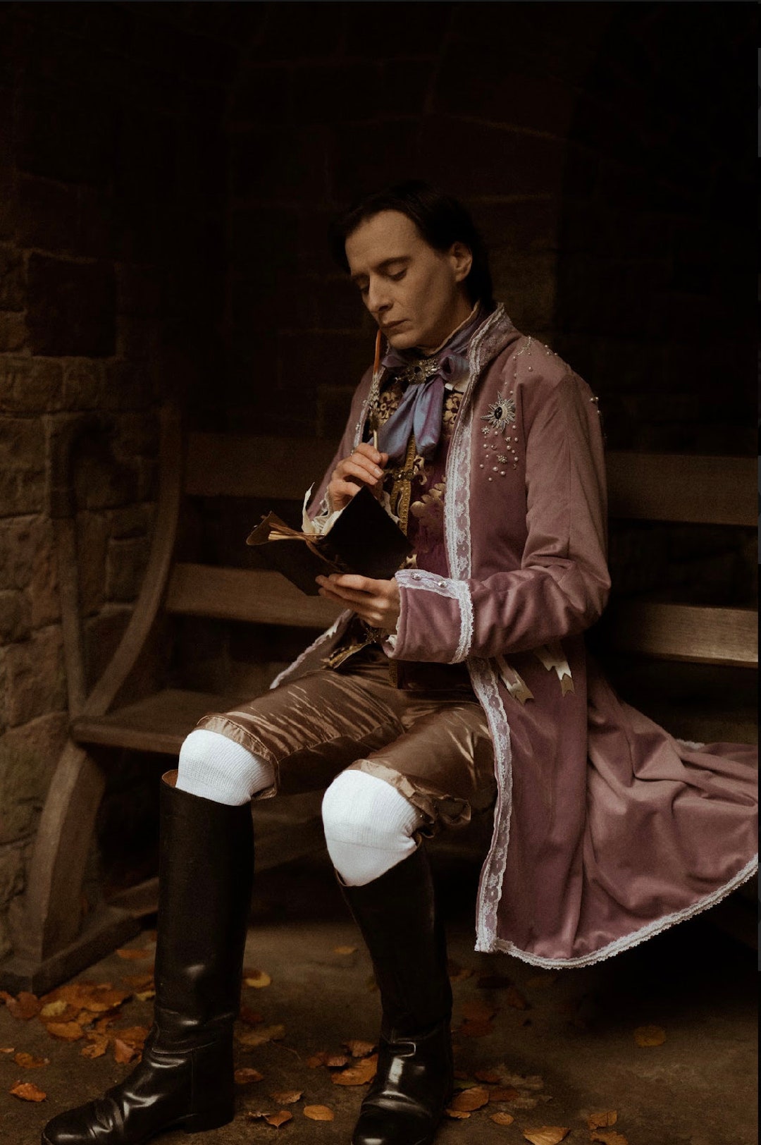 Briar Rose Blue Pink Silk Cravat Neck Tie Ascot Wedding Regency Victorian Georgian Pirate Dandy ...