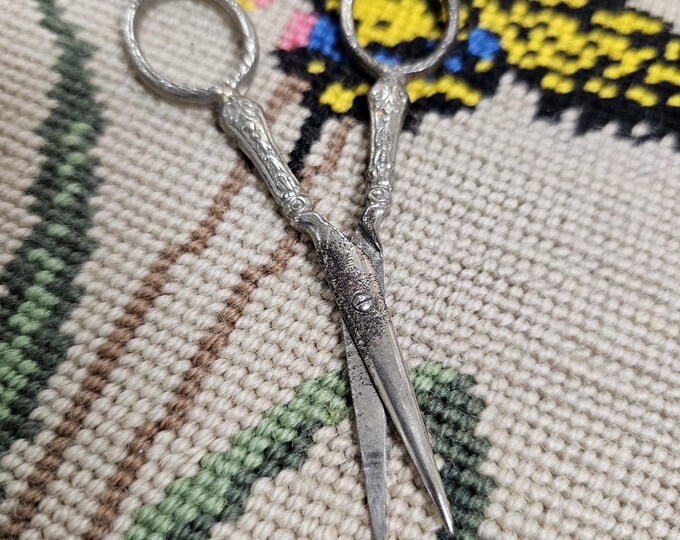 Filigree Silver Colored Metal Scissors, Victorian Edwardian Sewing ...