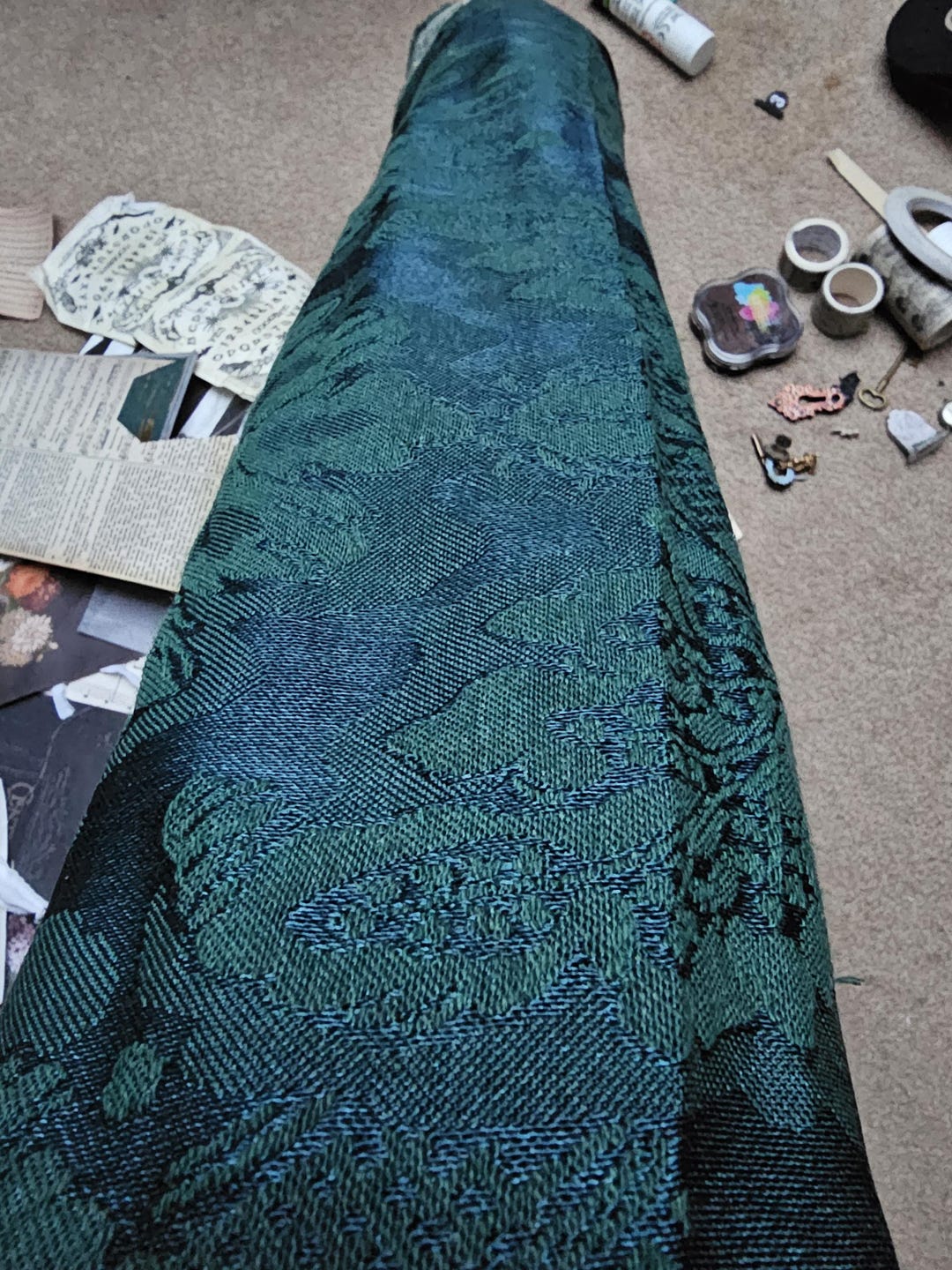 MISCHIEF- Forest Green Brocade Cravat Neck Tie Ascot Vampire Wedding ...