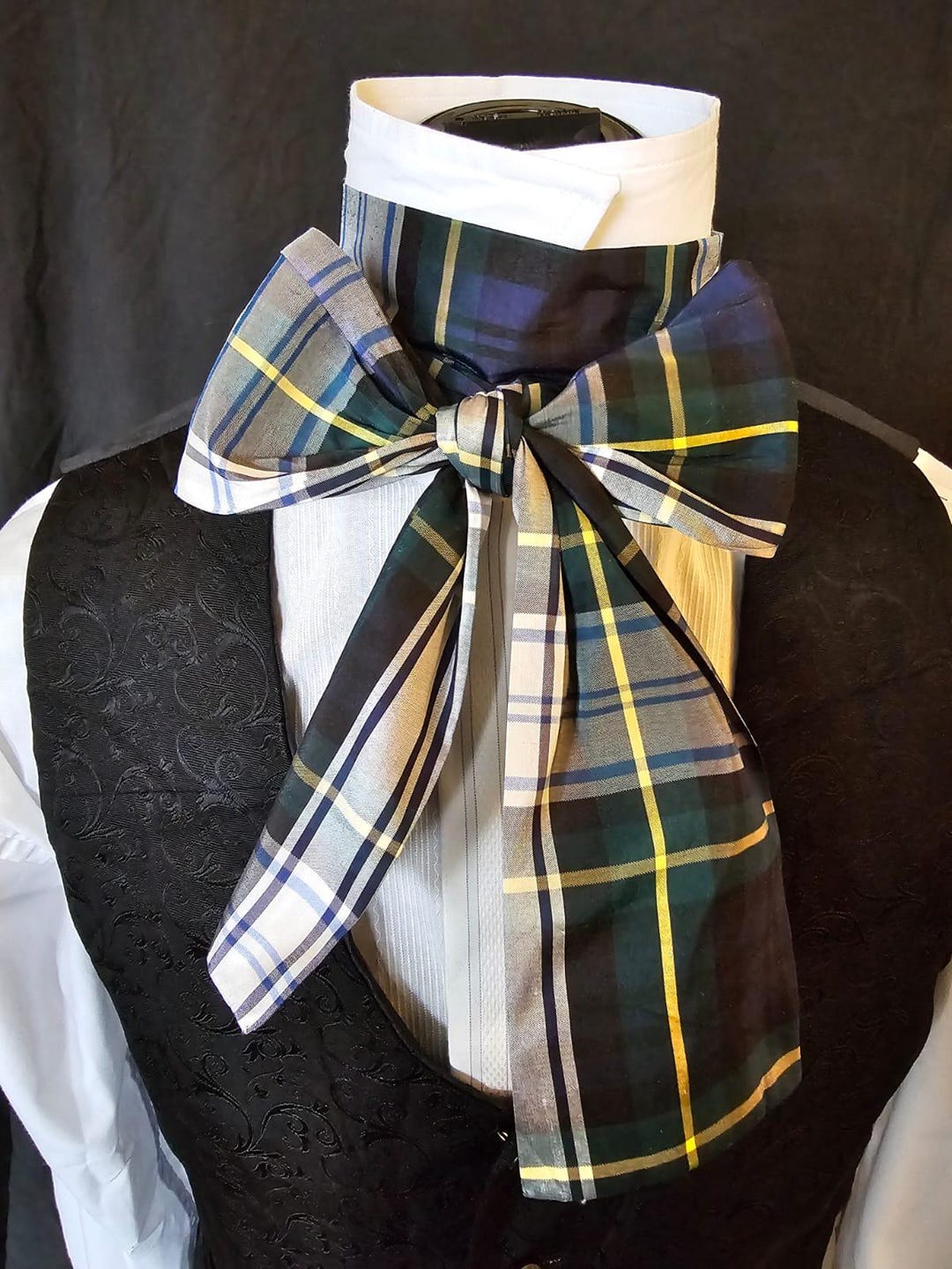 Gordon- Blue Green Tartan 100% Silk Cravat Neck Tie Ascot Wedding ...