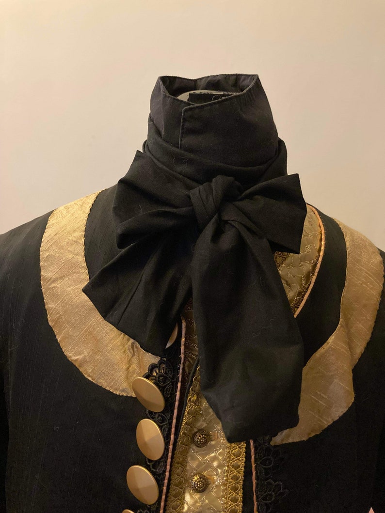 Black Pure Cotton Cravat Neck Tie Ascot Vampire Wedding Regency ...