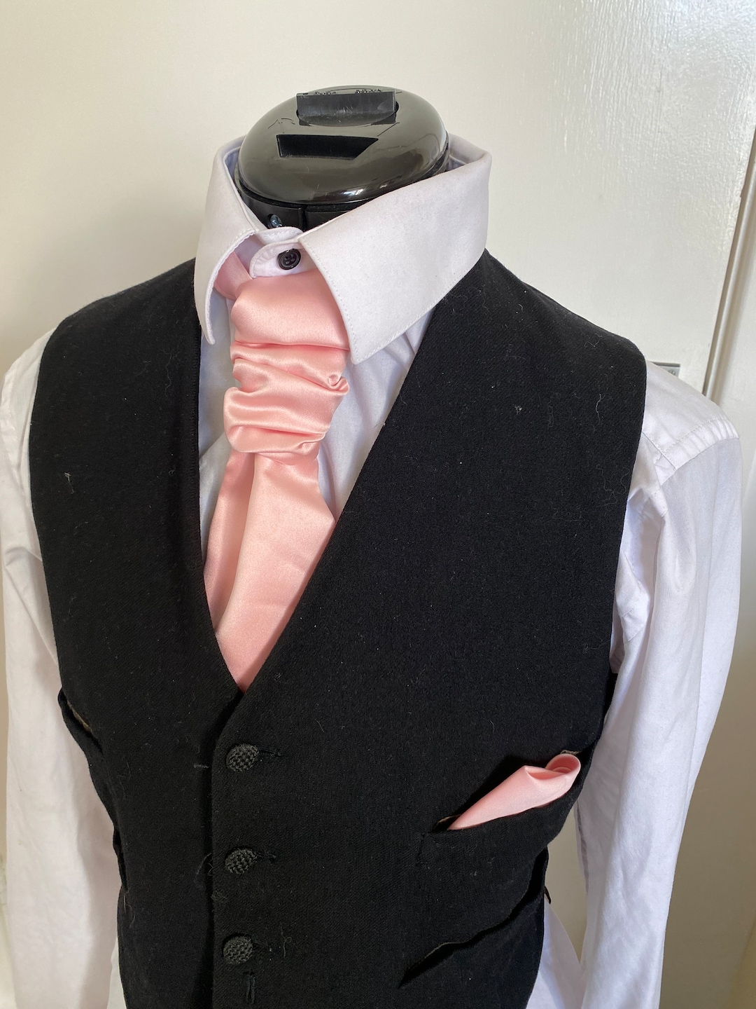Pastel Pink Self Tie Cravat Neck Ascot Wedding Regency Victorian ...
