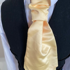Lemon Yellow Self Tie Cravat Neck Ascot Wedding Regency Victorian ...