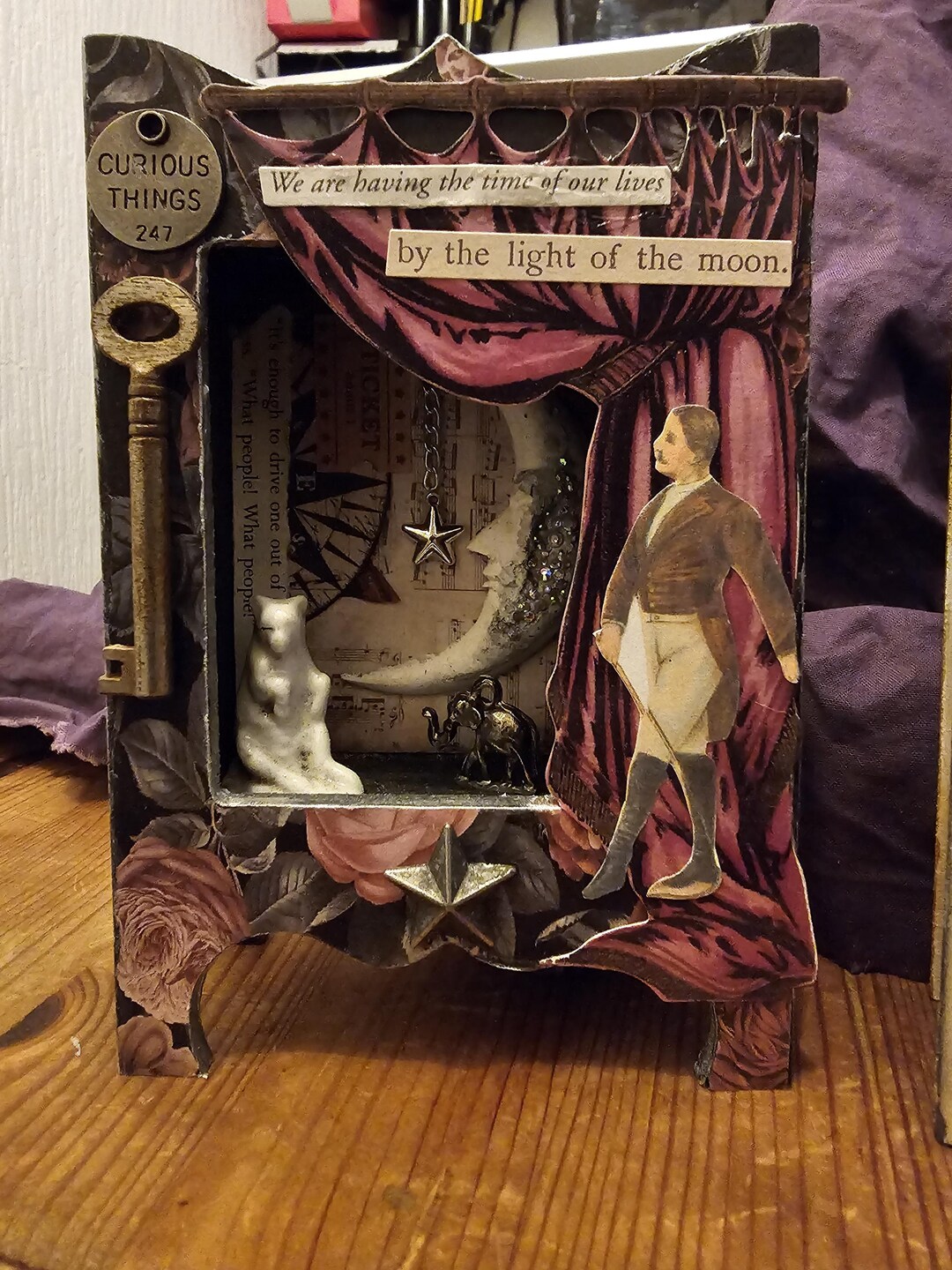 LUNA- Moon Magic Themed Shadow Box Vintage Antique Victorian Retro Cute ...