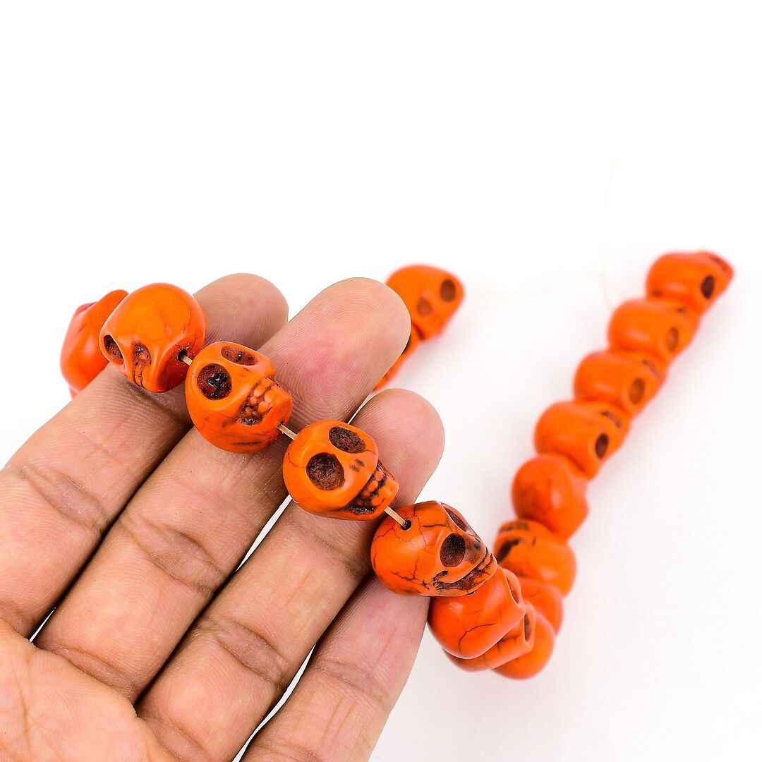 Howlite Skull Beads Howlite Dyed Skull Shaped Beads Coral Skull Beads ...