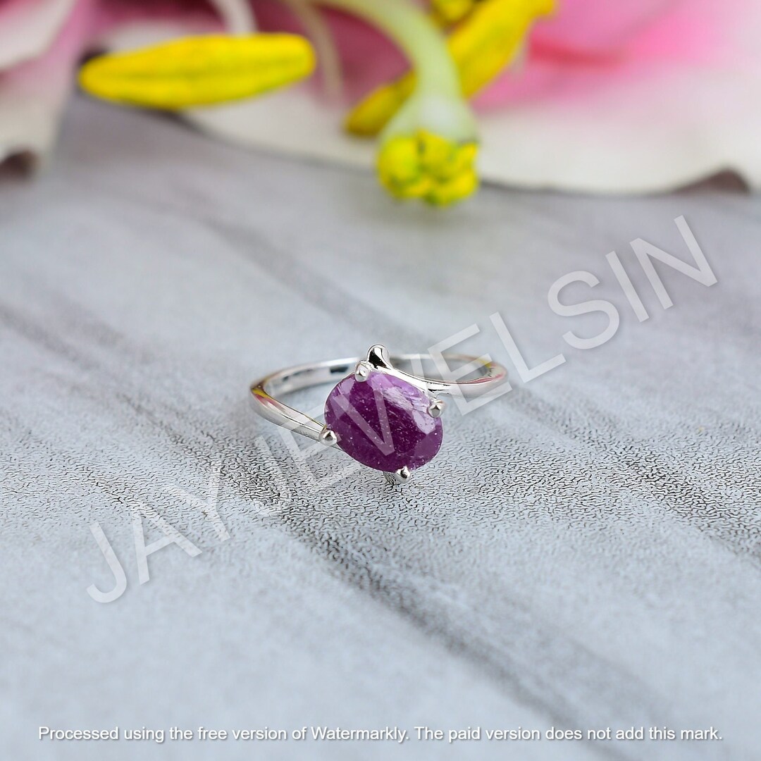 Ruby Ring Natural Ruby Stackable Ring 925 Sterling Silver July - Etsy