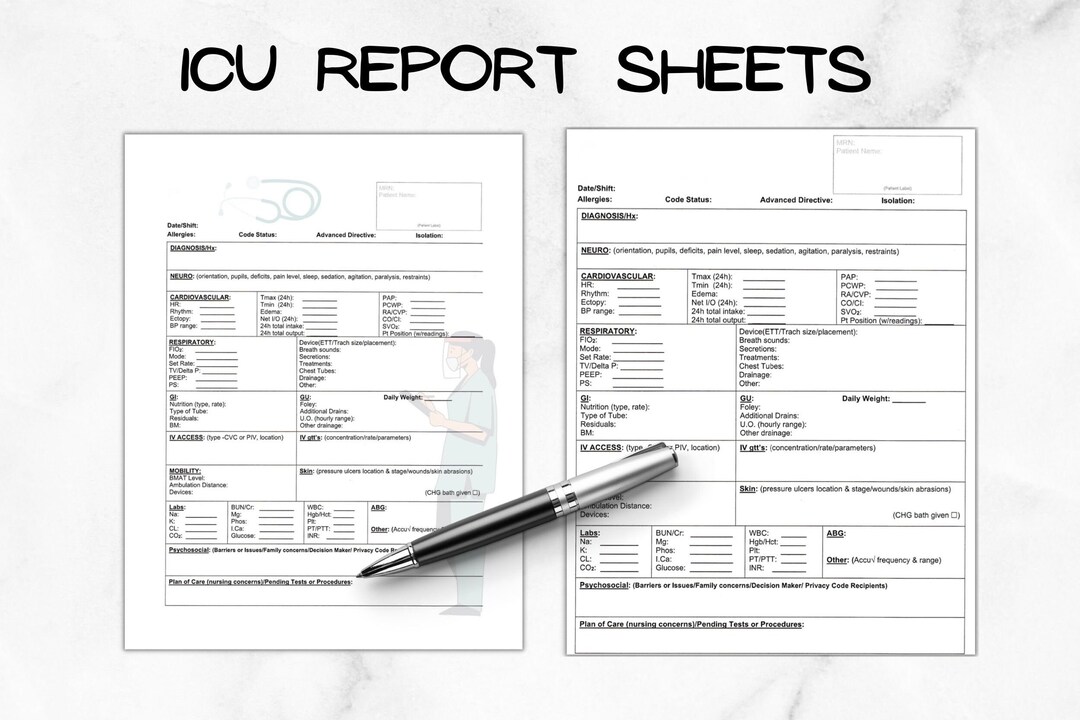 ICU Report Sheet Shift Report Sheet - Etsy