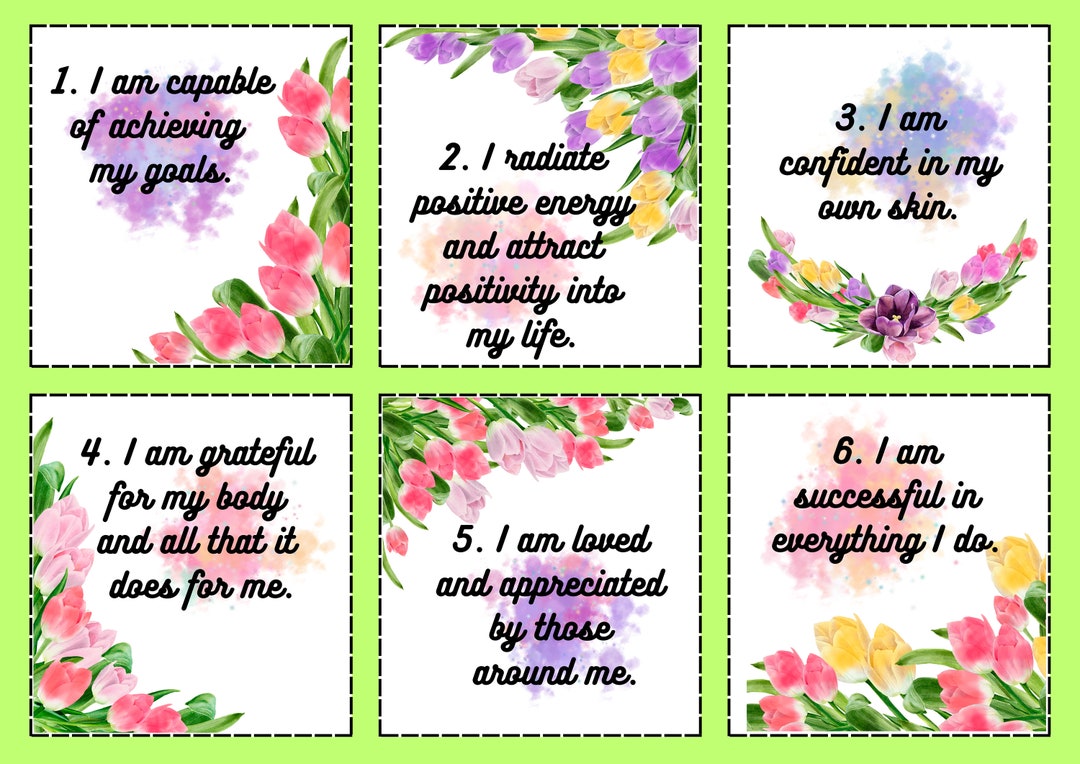 24 Positive Affirmation Cards: Self Care Motivation (A4 PDF Digital ...
