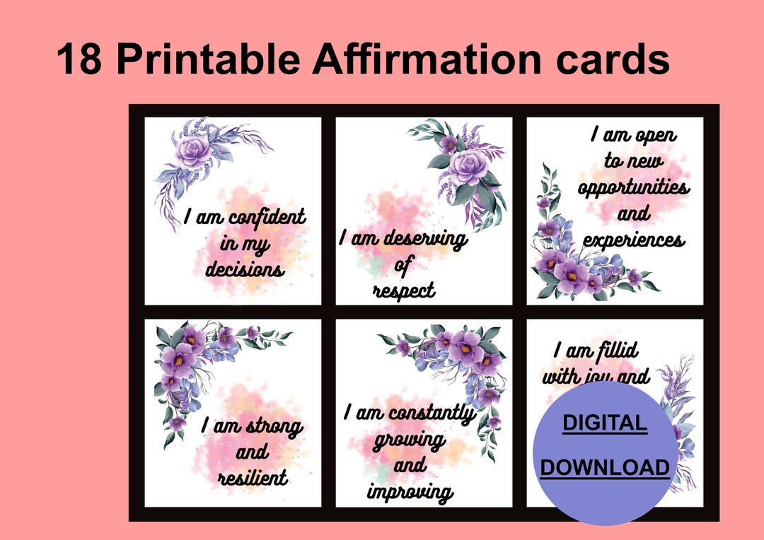 18 Affirmation Unique Cards, Printable Affirmation Cards, Positive ...