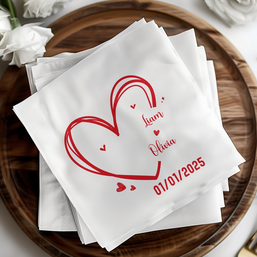 Custom Couples Heart Napkins: Personalized Wedding Decor - Etsy