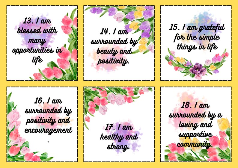 24 Positive Affirmation Cards: Self Care Motivation (A4 PDF Digital ...