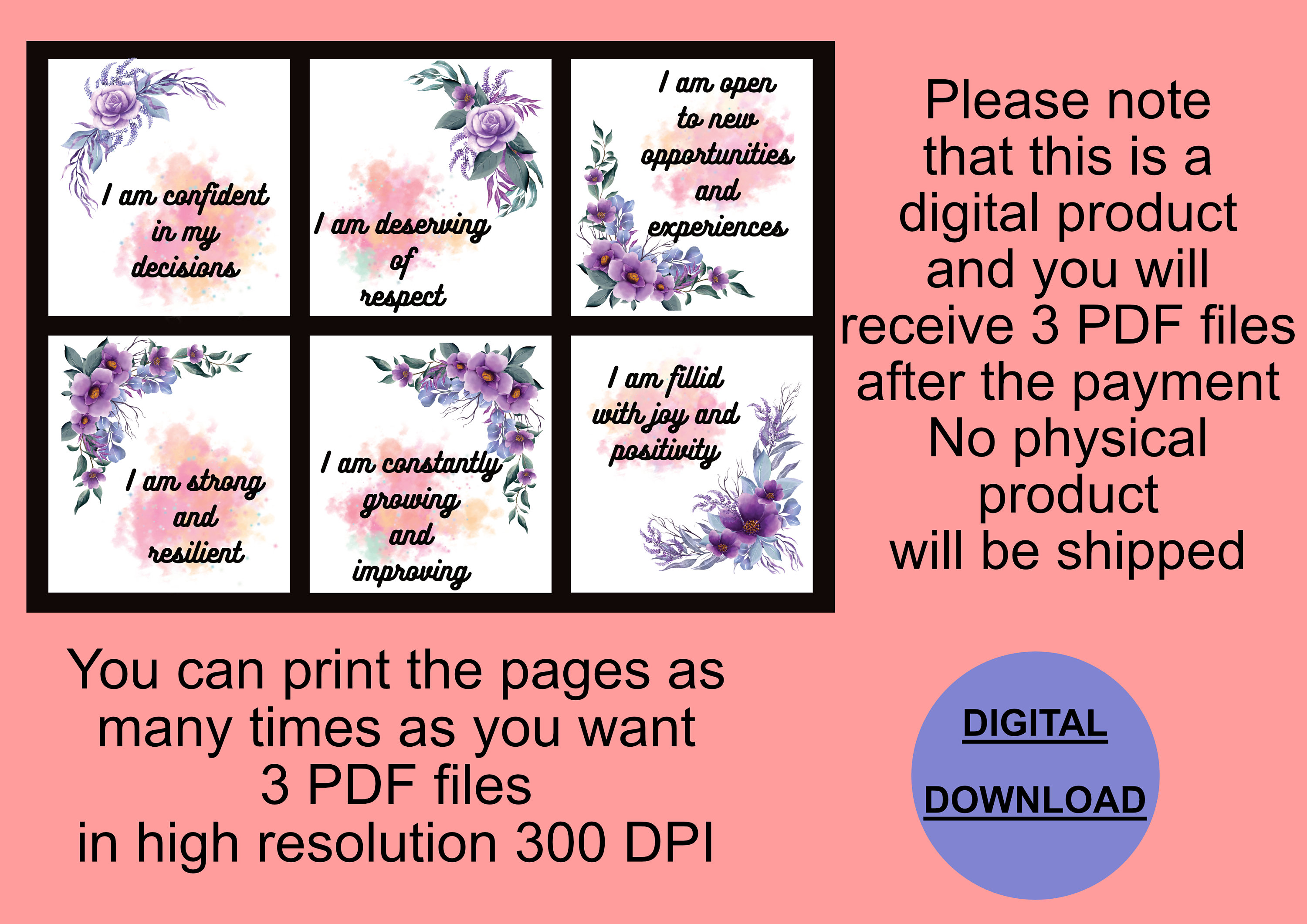 18 Affirmation Unique Cards, Printable Affirmation Cards, Positive ...