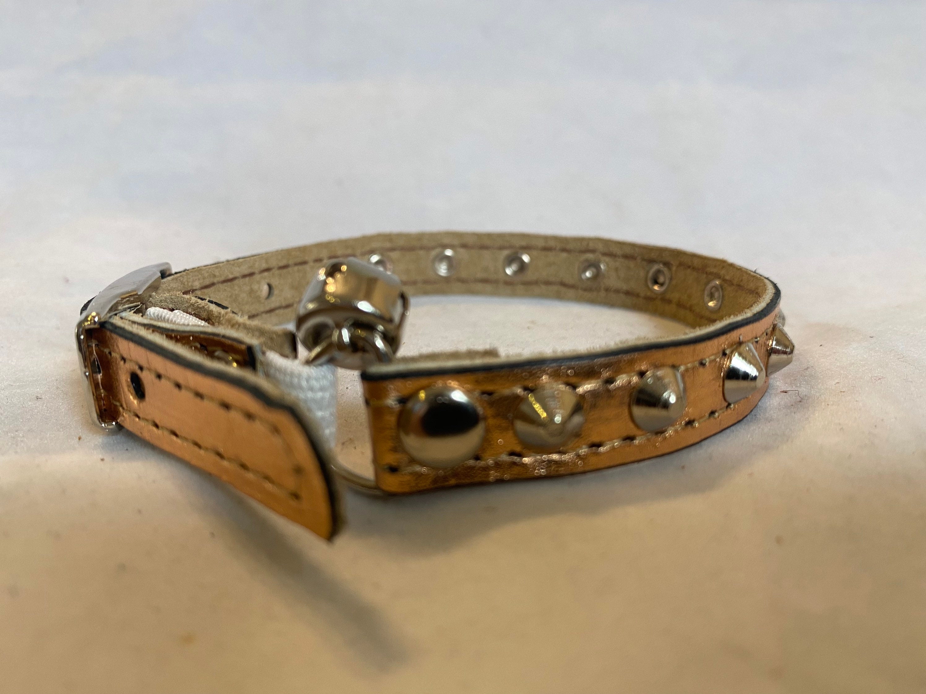 Leather Mettalic Rose Gold Cat Collar With Studs - Etsy