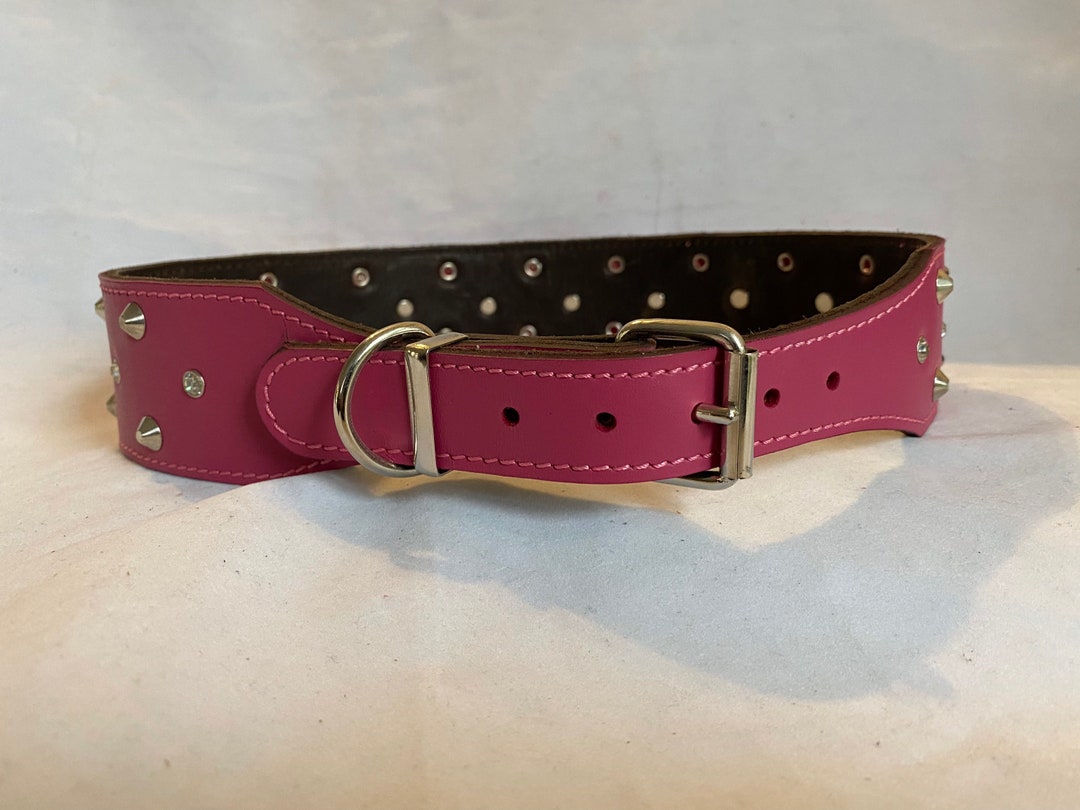 Leather Hot Pink Studded and Diamente Staffy Dog Collar - Etsy