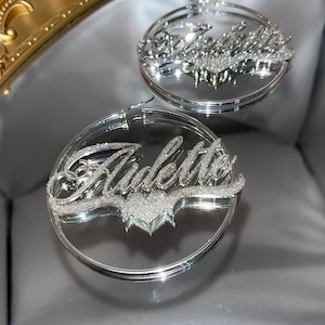 Custom Bling Name Hoop Earrings: Personalized Large Hoops, Gold Jewelry ...