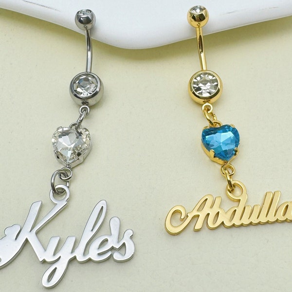 Custom Belly Button Ring,name Navel Belly Rings,belly Ring Dangle ...