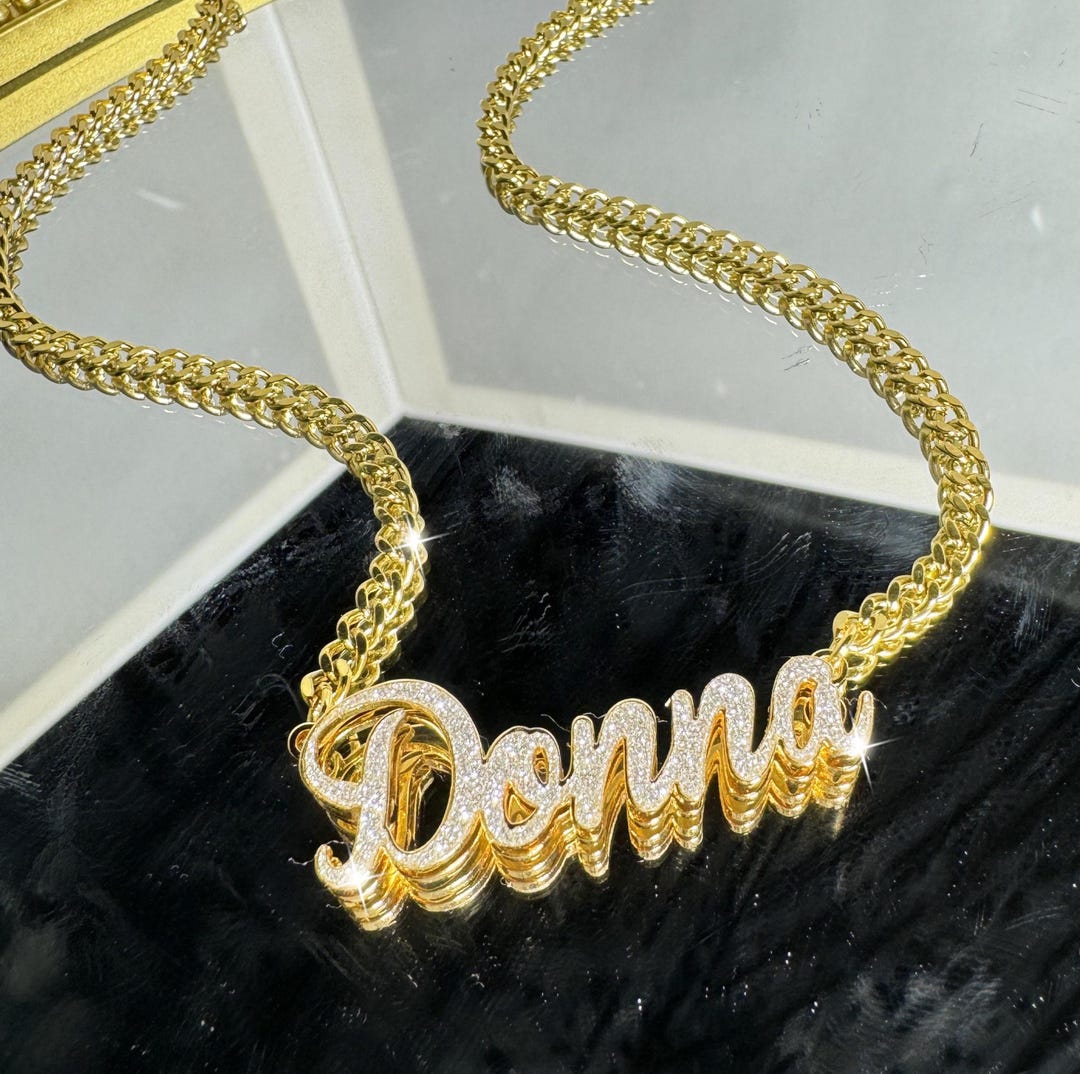 Gold Double Plated Custom Name Necklace: Bling Personalized Jewelry - Etsy