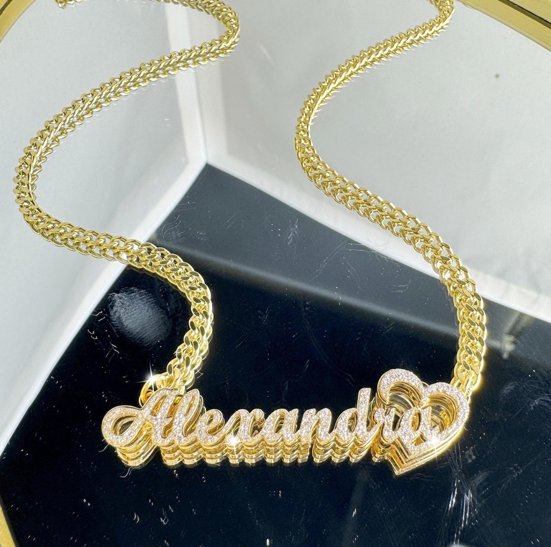 18K Gold Plated Bling Name Necklace: Personalized Jewelry, Dainty ...