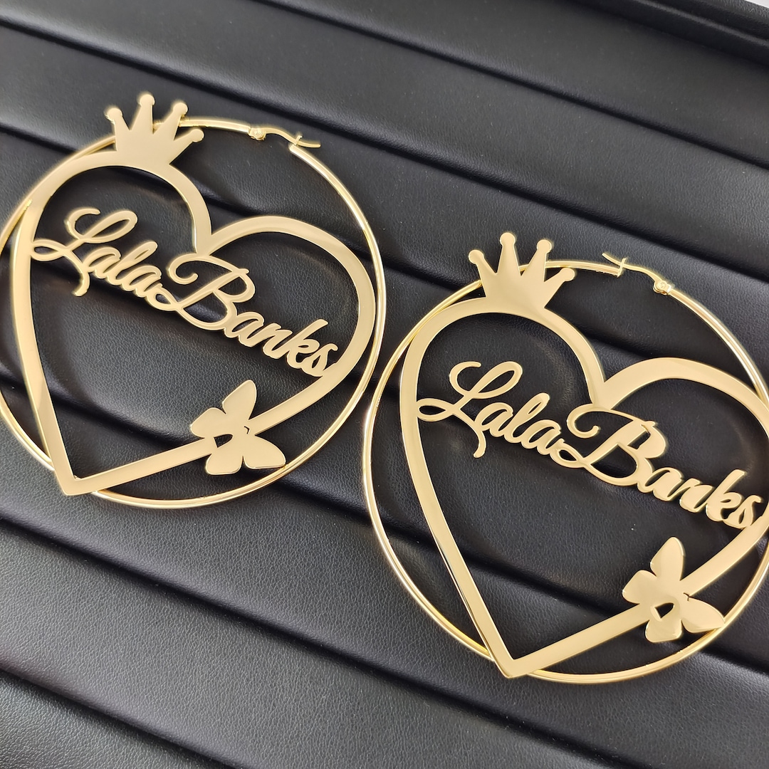 Custom Hoop Name Earrings,personalized Name Earrings,customized Hoops ...