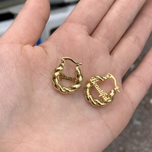 Custom Name Hoop Earrings: Baby & Kids Jewelry, Personalized Gold Hoops ...