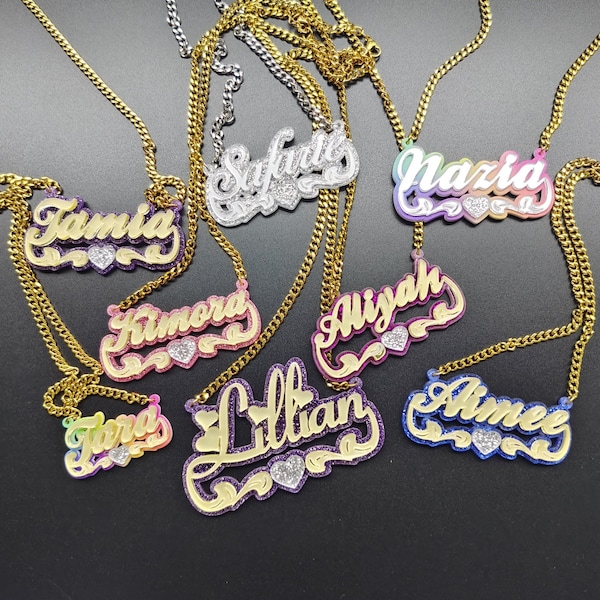 Acrylic Custom Nameplate Necklace - Etsy