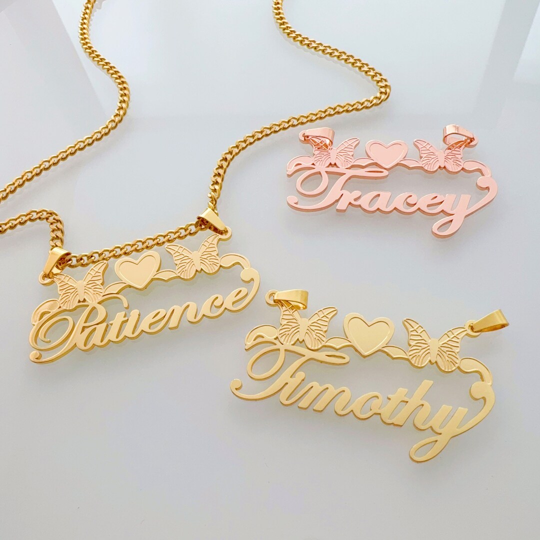 Personalized Name Necklace With Butterfly,gold Name Necklace,nameplate ...