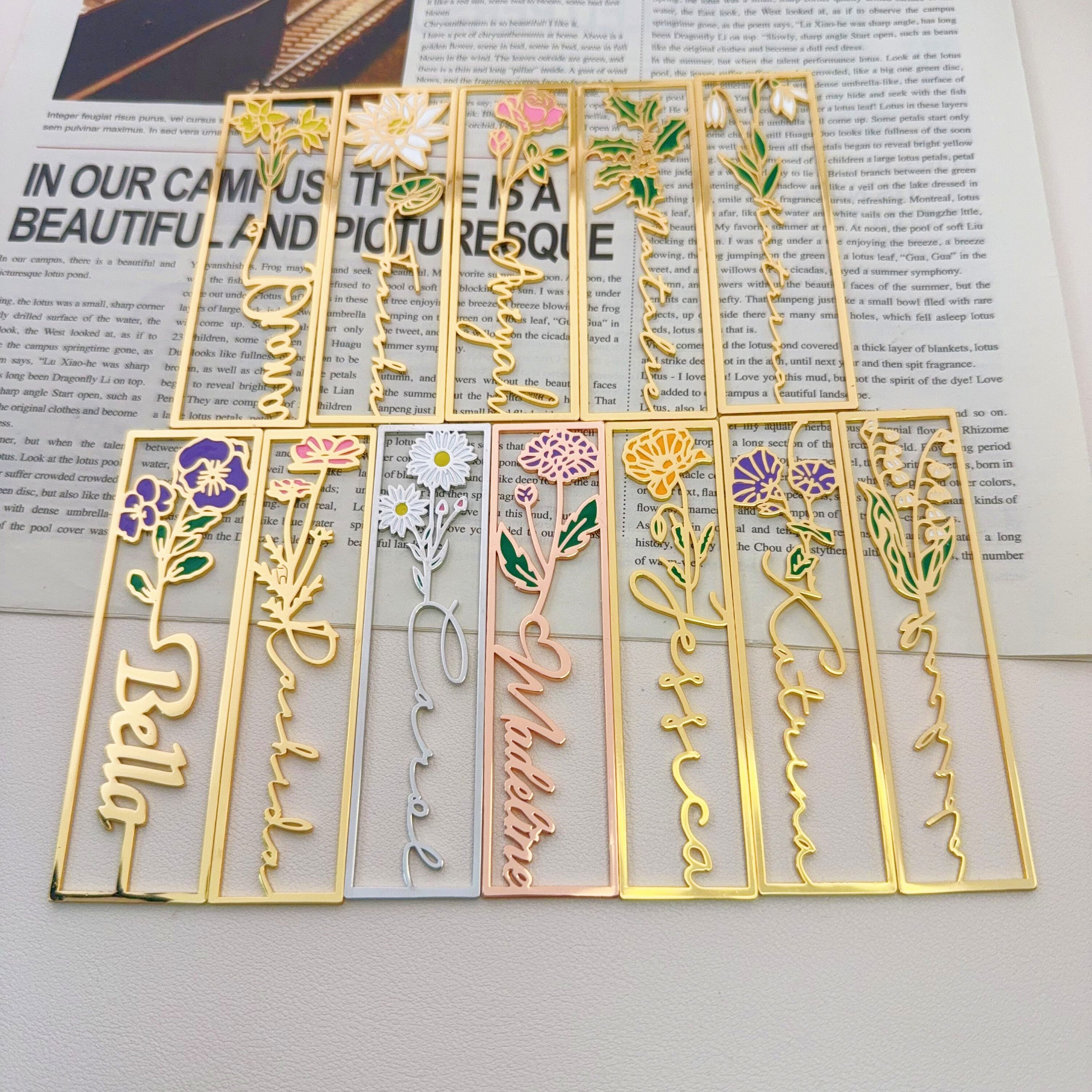 Custom Birth Flower Bookmark: Personalized Name, Floral Gift, Book ...