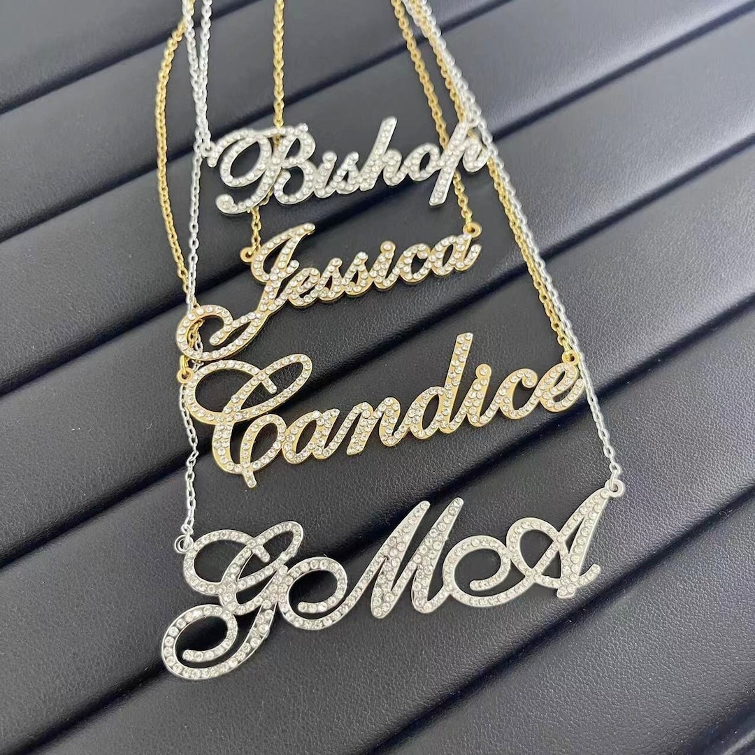 Custom Diamond Name Necklace,crystal Letter Necklace,diamond Initial ...