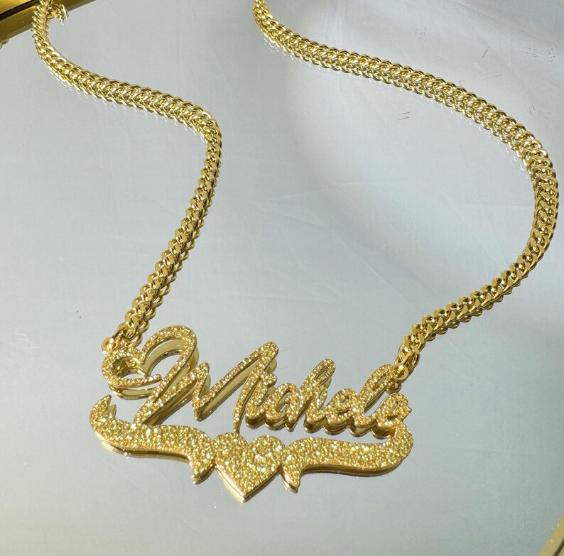 Custom Name Jewelry Set: Bling Name Necklace & Hoop Earrings - Etsy