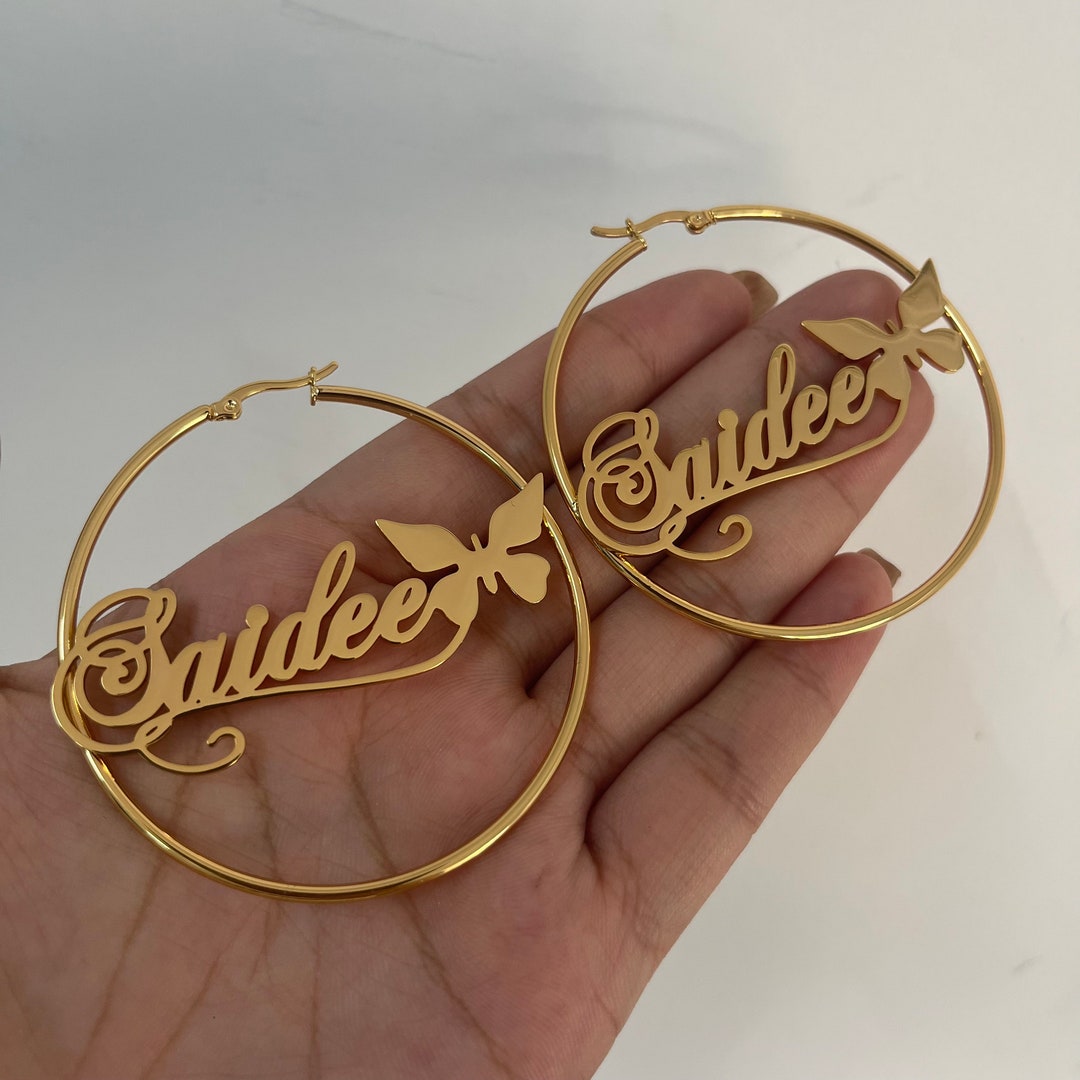Personalized Hoop Earrings, Custom Hoop Earrings, Custom Name Hoops ...