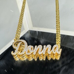Gold Double Plated Custom Name Necklace: Bling Personalized Jewelry - Etsy