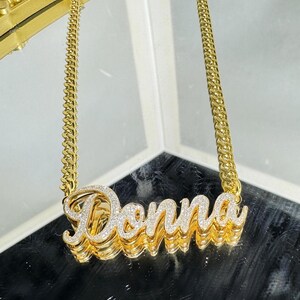 Gold Double Plated Custom Name Necklace: Bling Personalized Jewelry - Etsy