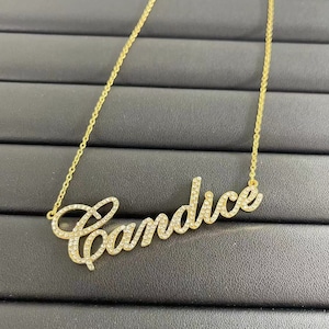 Bling Diamond Name Necklace: Personalized Pave Jewelry - Etsy