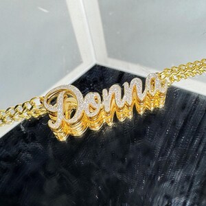 Gold Double Plated Custom Name Necklace: Bling Personalized Jewelry - Etsy