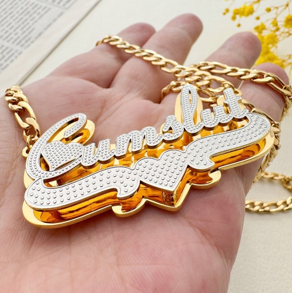 Double Plated Name Necklace custom Name Necklace gold Name Necklace personalized Necklace two Tone Name Necklace custom Jewelry gift for Her Etsy