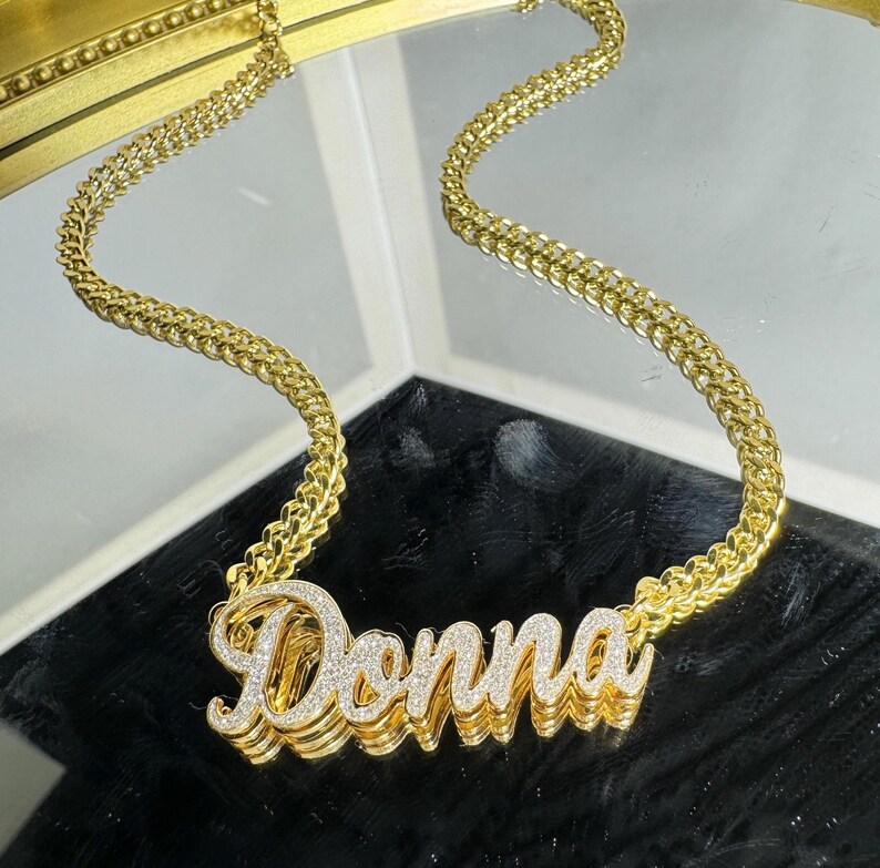 Gold Double Plated Custom Name Necklace: Bling Personalized Jewelry - Etsy