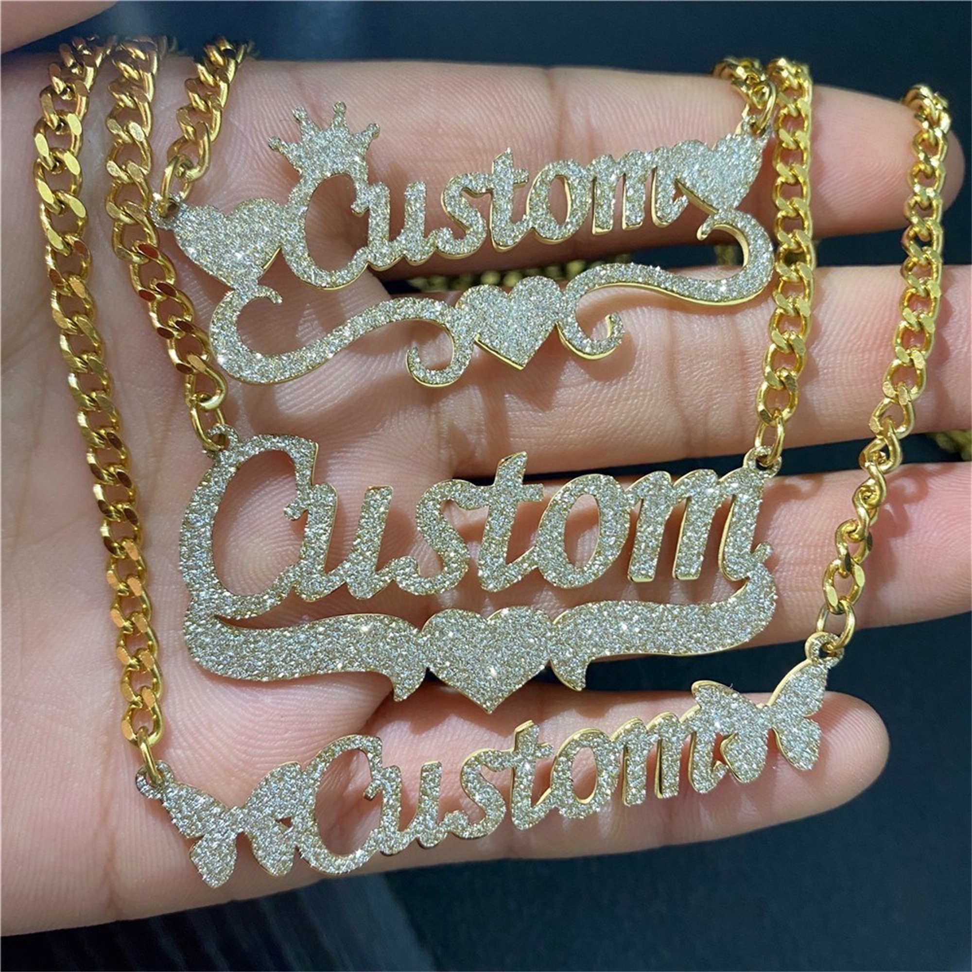 Glitter name necklace Etsy