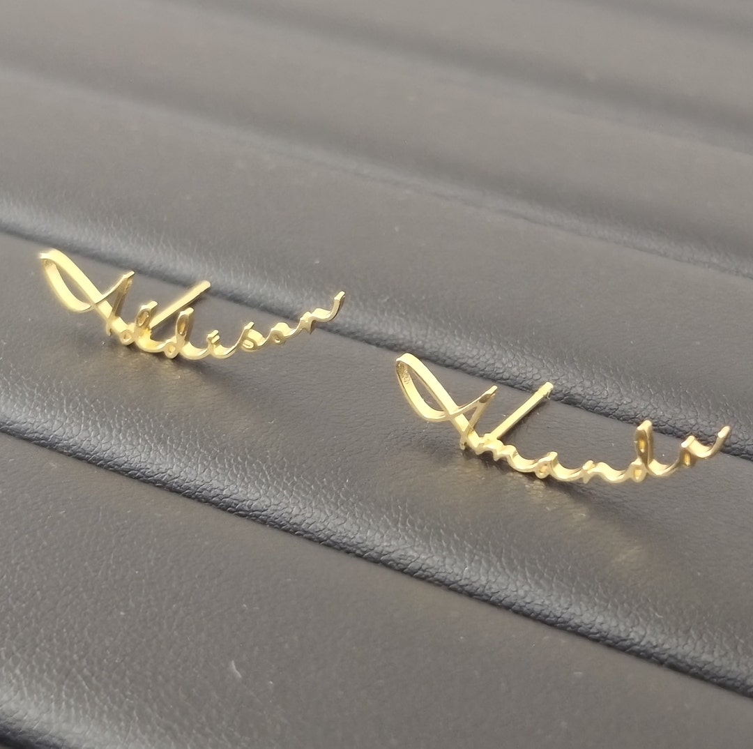 Custom Name Earrings,personalized Stud Earrings,minimalist Name Stud ...