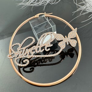 Custom Hoop Earrings,diamond Name Earrings,name Earrings Gold,bling ...