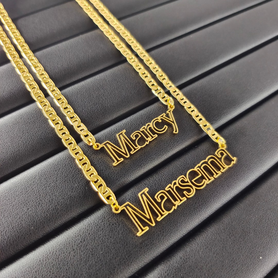 18K Gold Plated Custom Name Necklace: Personalized Flat Chain - Etsy