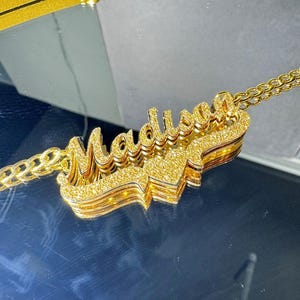 Custom Double Name Necklace: Bling Gold Personalized Jewelry, Handmade ...