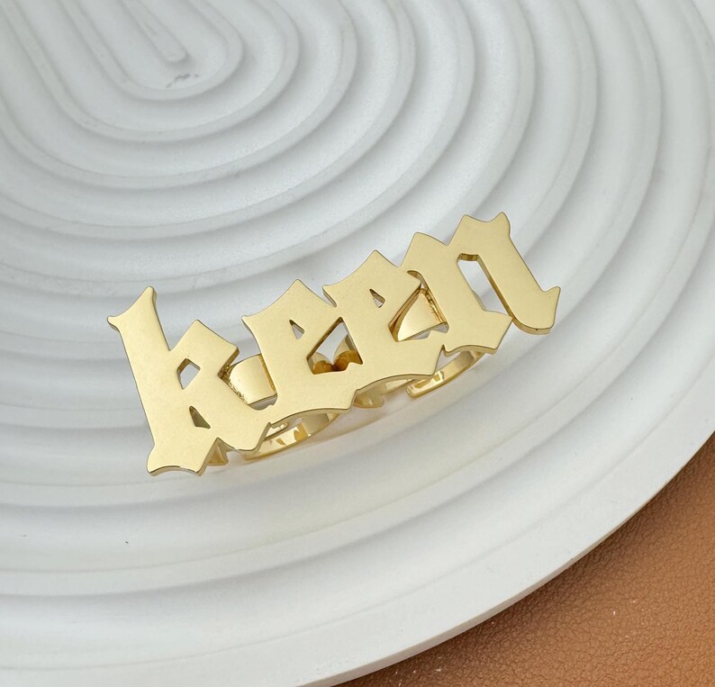 Custom Old English Name Ring: Personalized Statement Jewelry, Gold ...