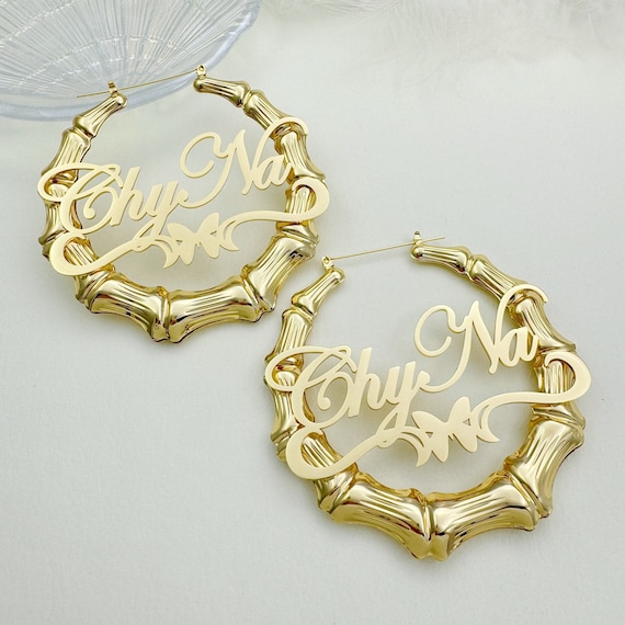 Big bamboo name earrings store
