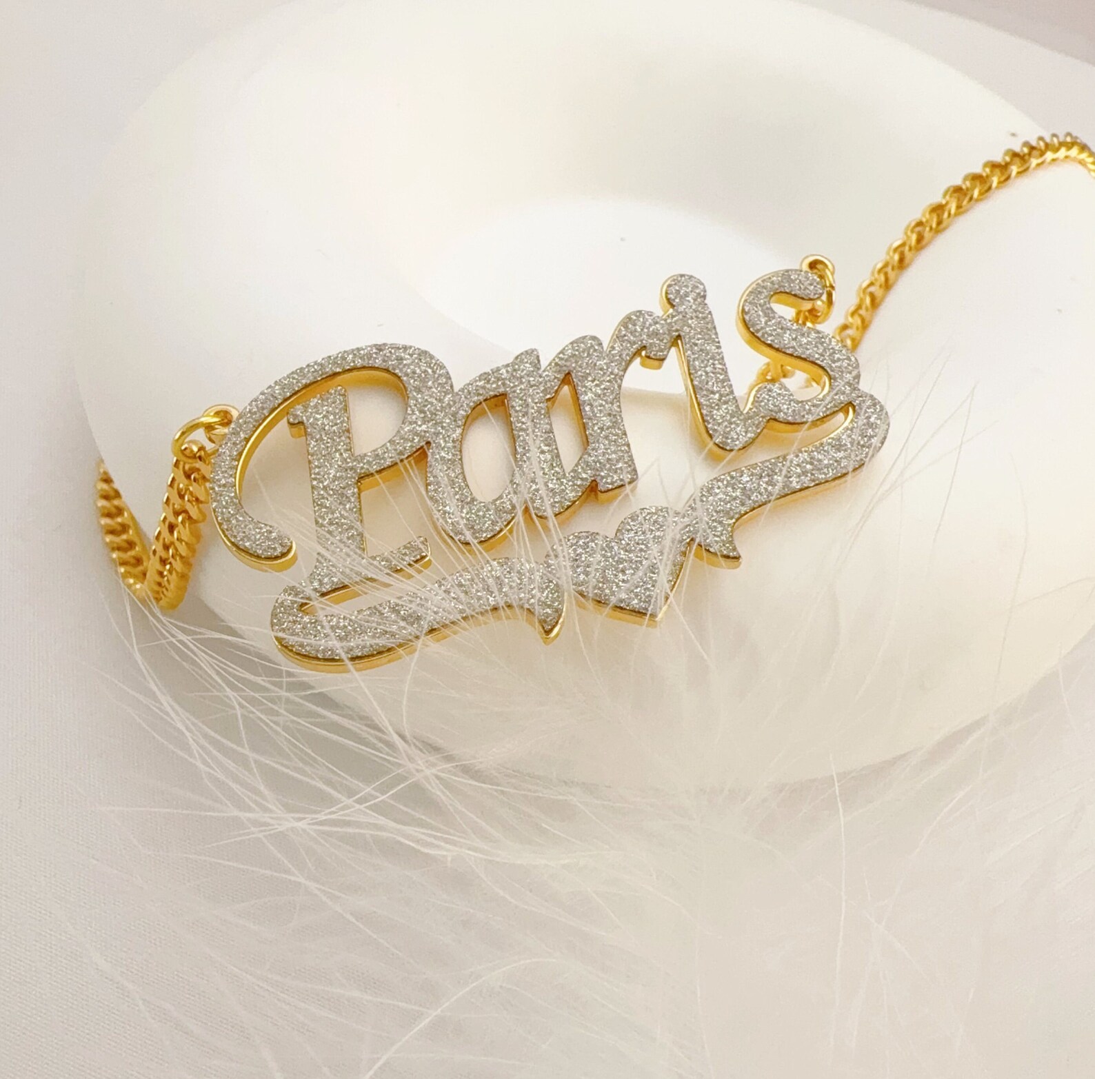 Bling Custom Name Necklace: Personalized Gold Nameplate Choker - Etsy